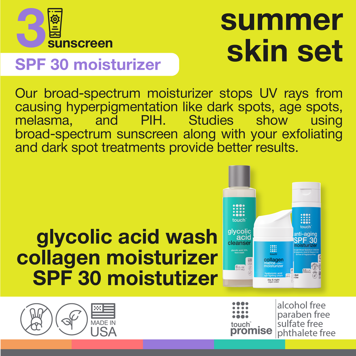 Summer Bundle - Face Wash, Moisturizer, Sunscreen – Touch Skin Care